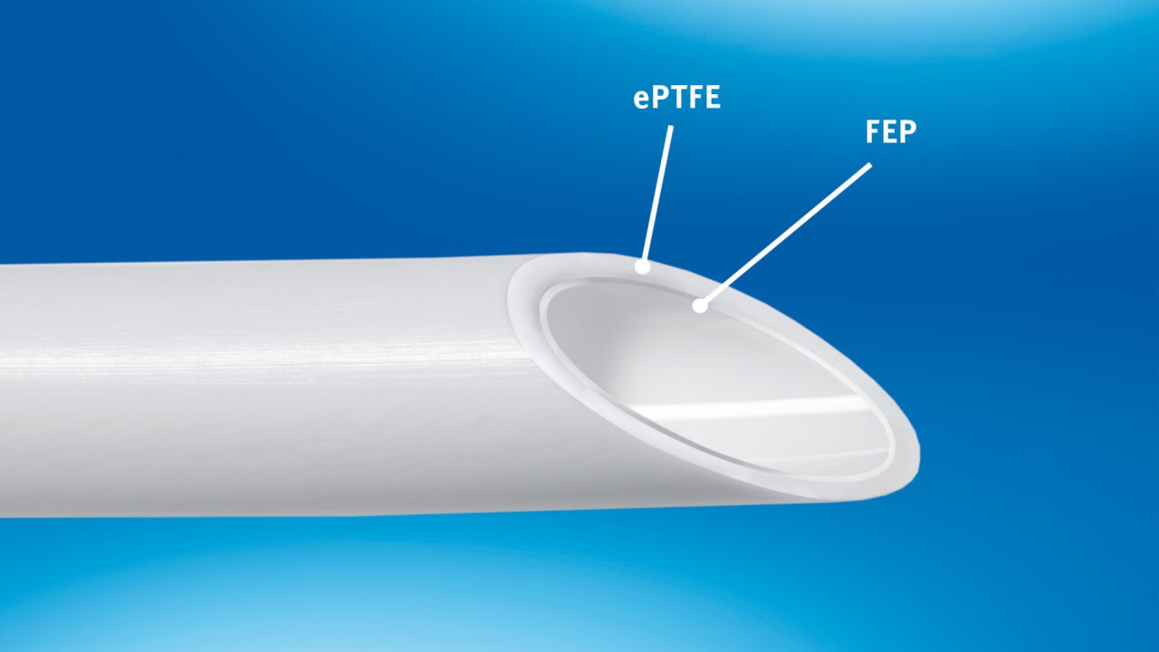 Tubings made from ePTFE (expanded PTFE) for maximum Flexibility